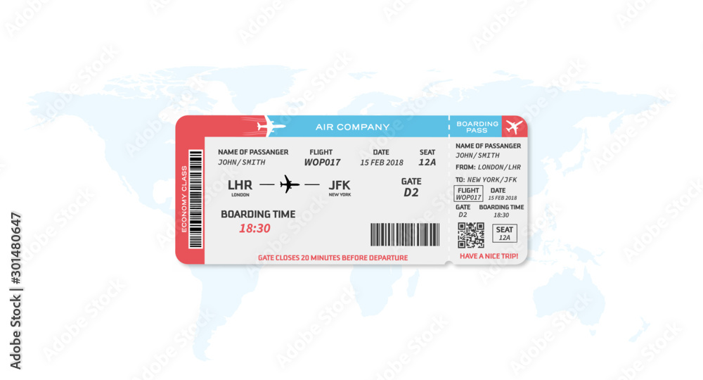 World map with airline ticket isolated over white background. Stock ...