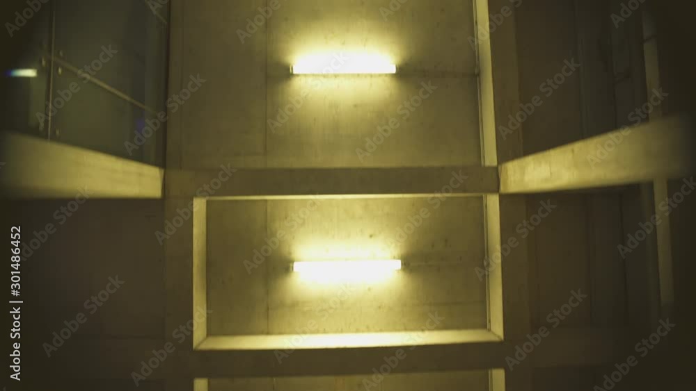 Yellow neon lights under Futuristic Skyscraper geometric Modern ...