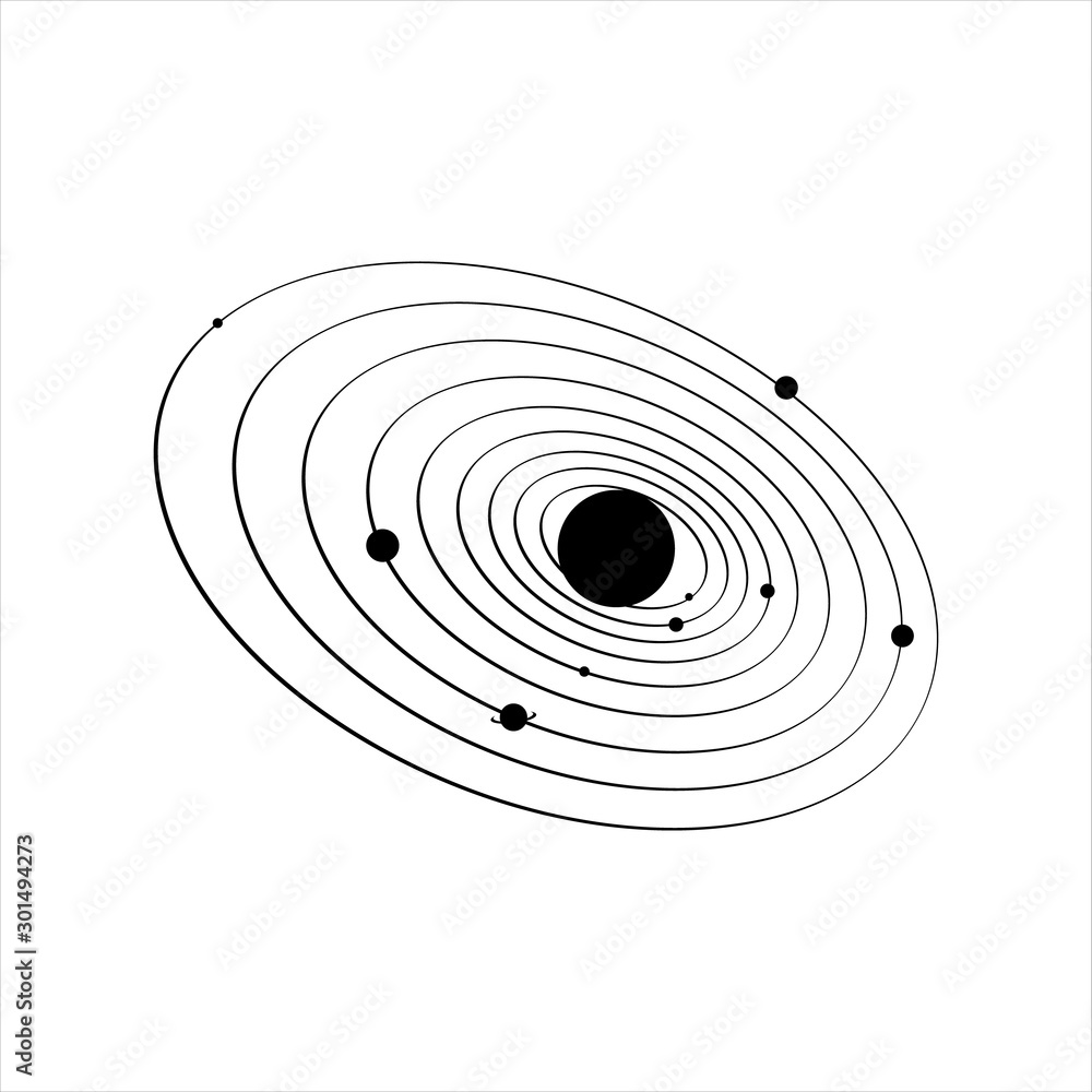 Solar System Vector Black And White