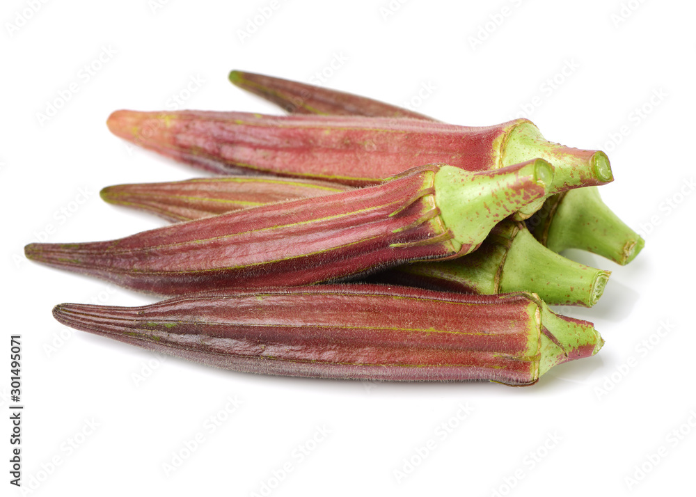 Fresh Red okra isolated on white background Stock Photo | Adobe Stock