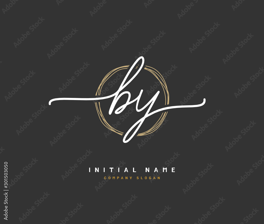 B Y BY Beauty vector initial logo, handwriting logo of initial ...