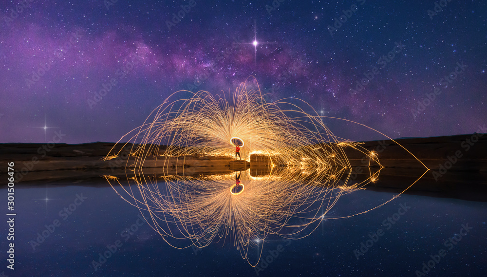 Amazing Fire Show at night .The fire show and a lot of the bright ...