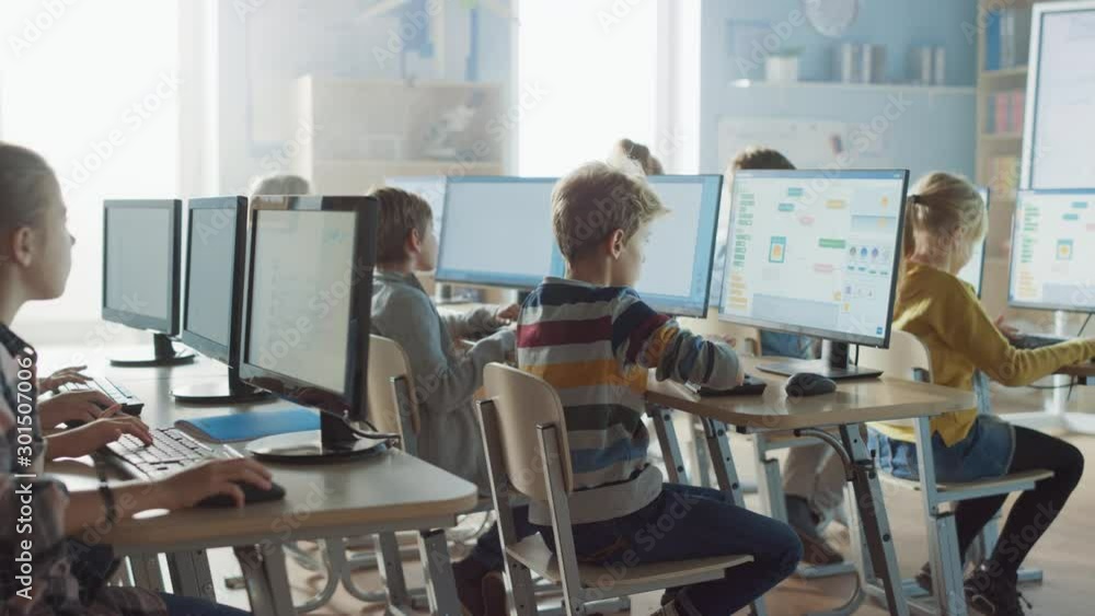 Elementary School Science Classroom: Teacher Educates Smart Little ...