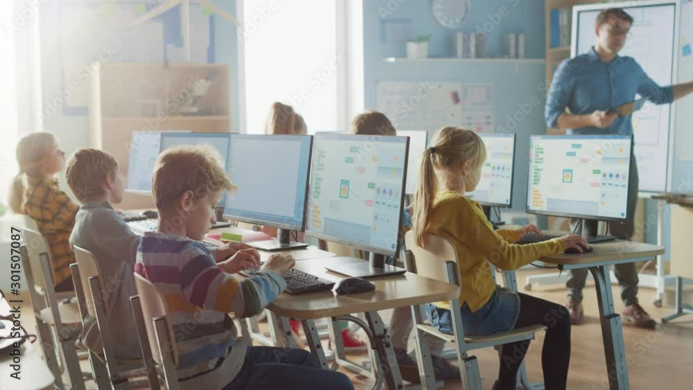 Elementary School Science Classroom: Teacher Educates Smart Little ...