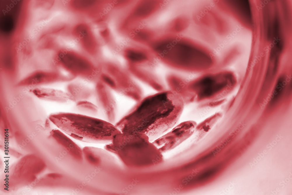 red blood cells, human blood cells under a microscope. Microbiology and ...