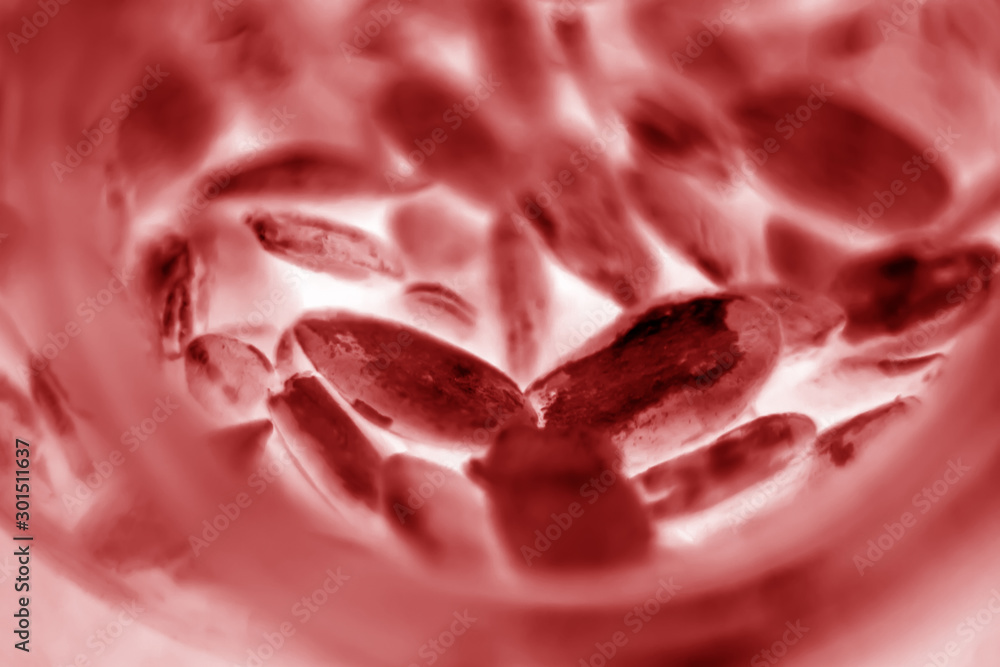 red blood cells, human blood cells under a microscope. Microbiology and ...