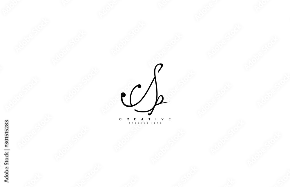 Initial Letter Sp Script Signature Minimalist Logotype Stock Vector ...