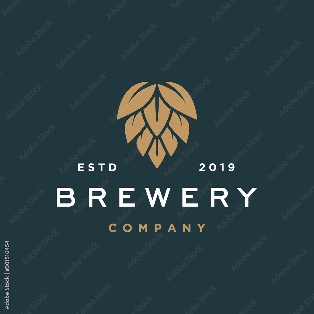 brewery logo vector hipster retro vintage label illustration Stock ...