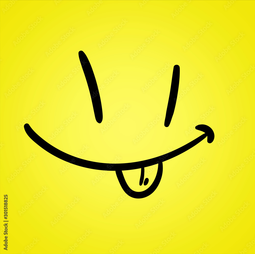 Tasty food eating emoji face. Yummy smile emoticon with tongue lick ...