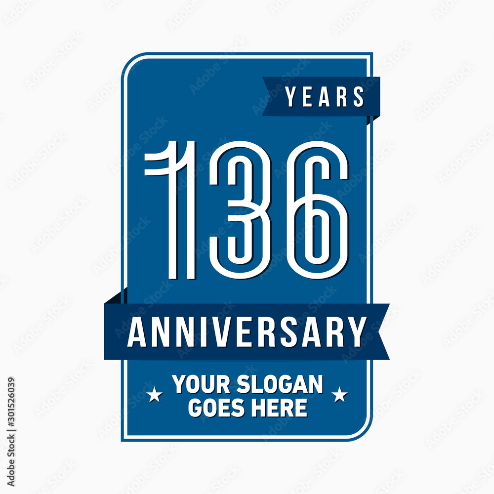 136 years anniversary design template. One hundred and thirty-six years ...