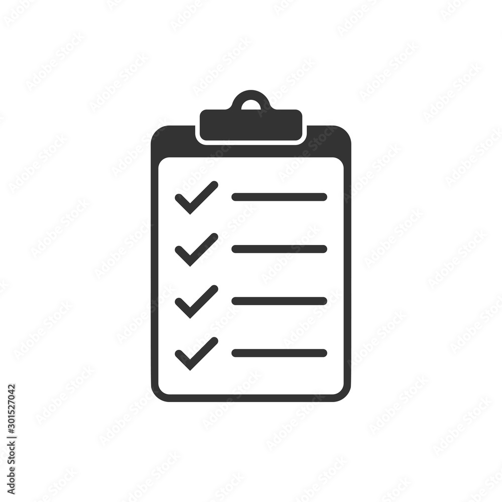 To do list icon in flat style. Document checklist vector illustration ...