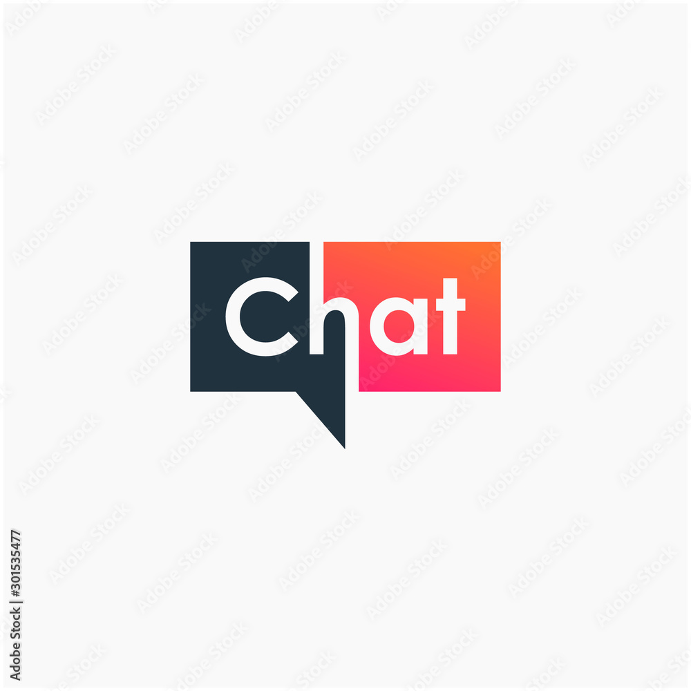 chat lettering with bubble concept logo design. talk, speak, logo ...