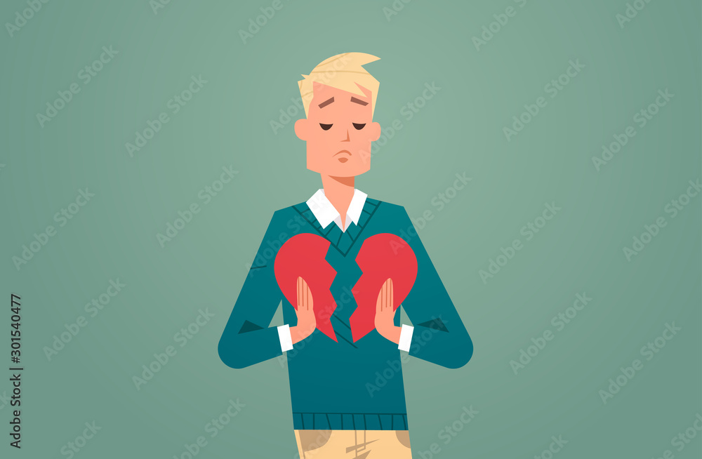 heartbroken man in depression life crisis break up divorce betrayal ...