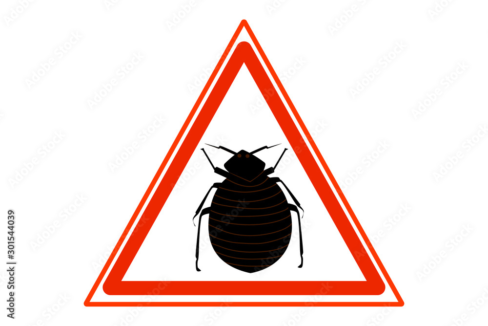 Vector illustration of flea warning sign on a white background. Symbol ...