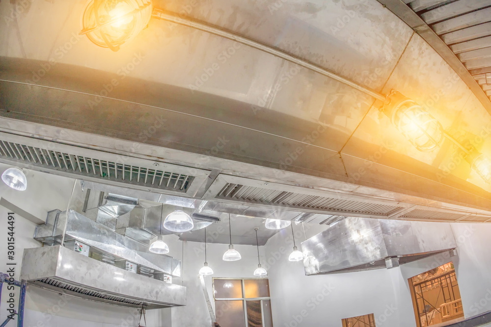 The restaurant ventilation system. Airflow fan for ventilate vacuum ...