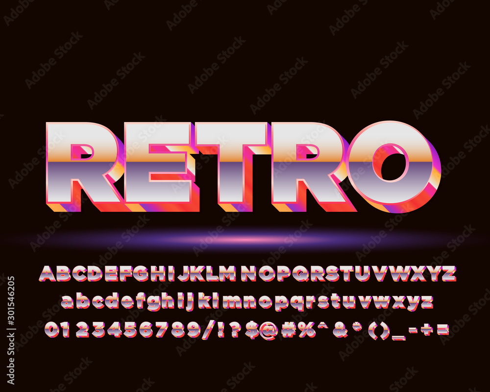 Photo & Art Print 3D retro alphabet font, Memet