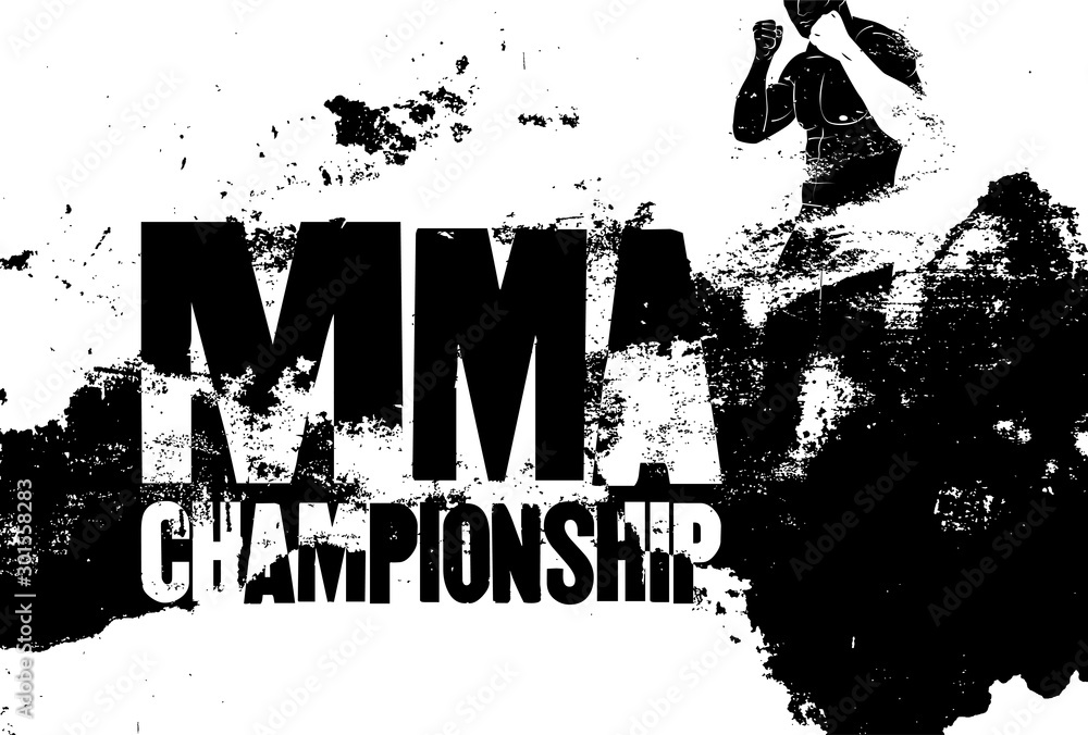 MMA Championship typographical vintage grunge style poster with hand ...