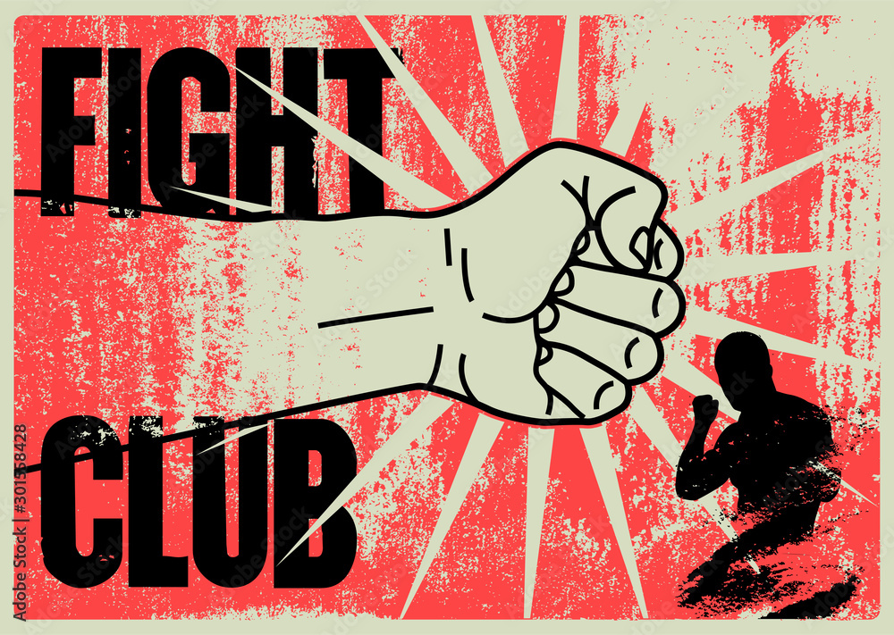 Fight club typographical vintage grunge style poster with hand drawn ...