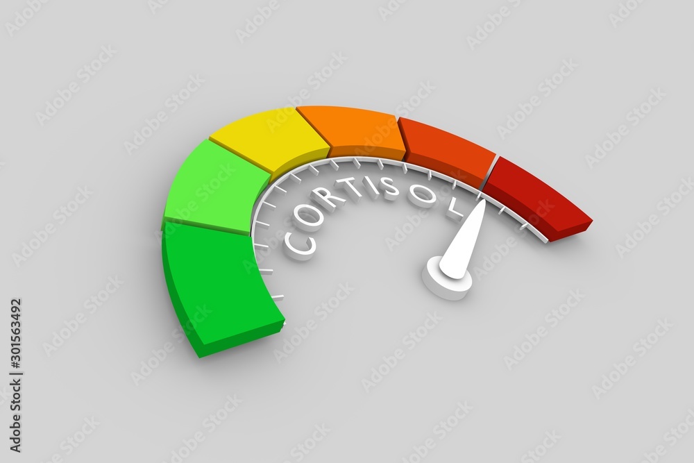 Hormone cortisol level measuring scale. Health care concept ...