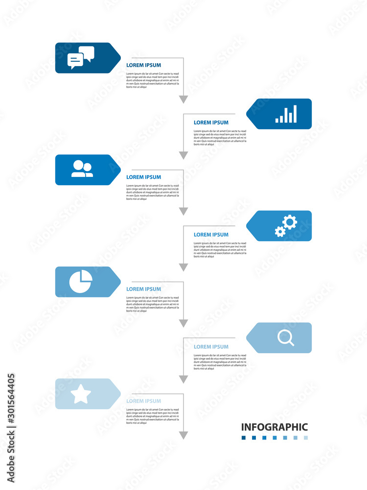 Infographic design with 7 step, Infographic business concept, Flow ...