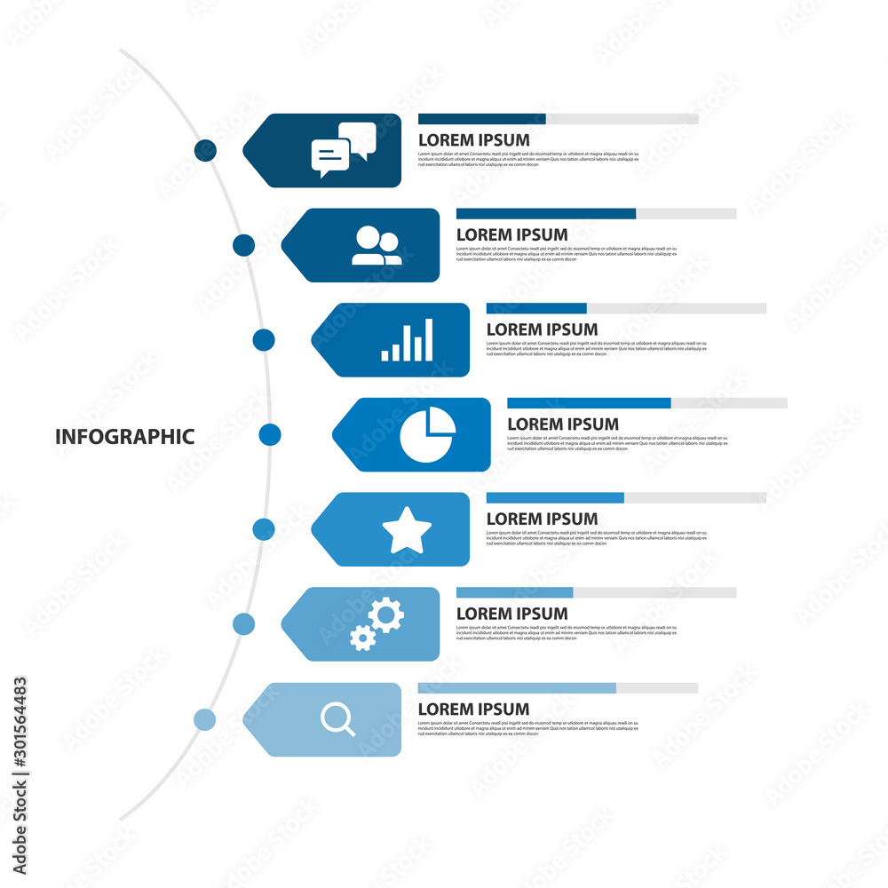 Infographic design with 7 step, Infographic business concept, Flow ...