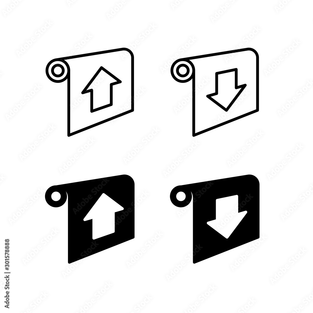 Projector screen control icons with direction arrows roll up and down ...