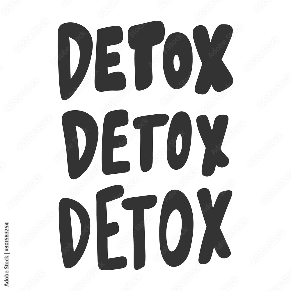 Detox. Vector hand drawn illustration with cartoon lettering. Stock ...