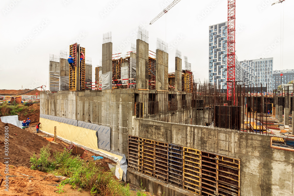 fill base plate. pit formation of grillage is completed. Forms formwork ...