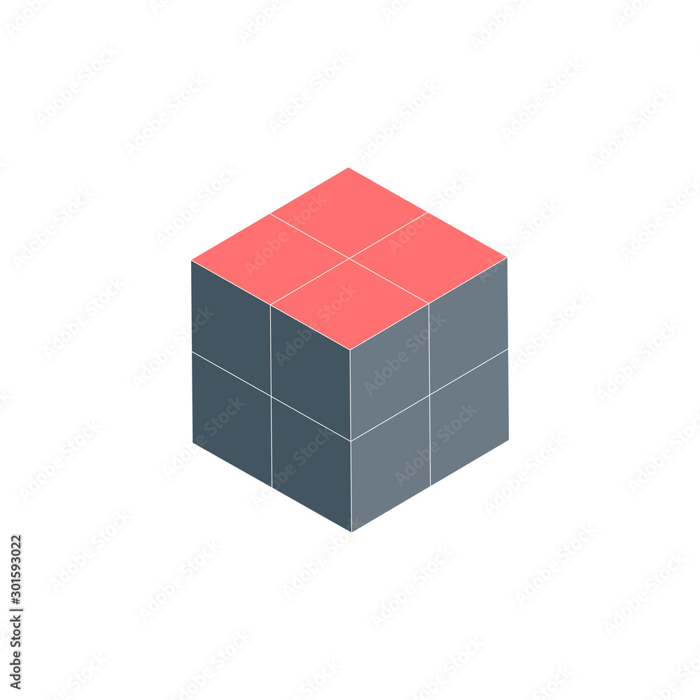 Colorful 3d Isometric Cube Geometric Shape Puzzle Built Modern Design Template Stock Vector