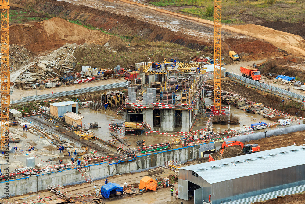 fill base plate. pit formation of grillage is completed. Forms formwork ...