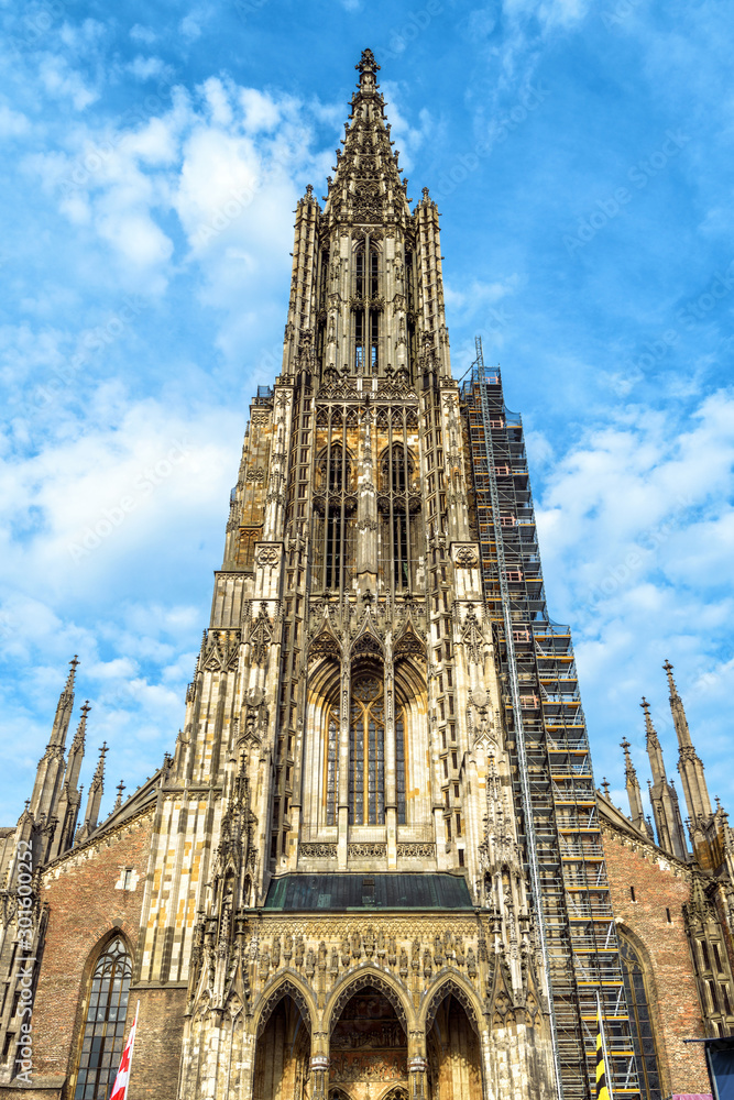 Ulm Minster or Cathedral of Ulm city, Germany. It is a top landmark of ...