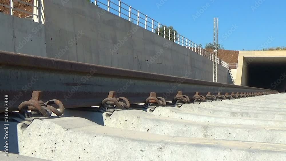 Underpass and tunnel for the construction of a new railway line. Detail ...