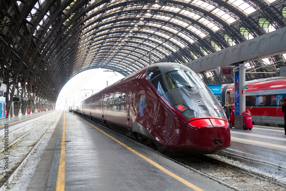Milano (Milan), Italy. 09 February 2018. "Frecciarossa", a high-speed ...