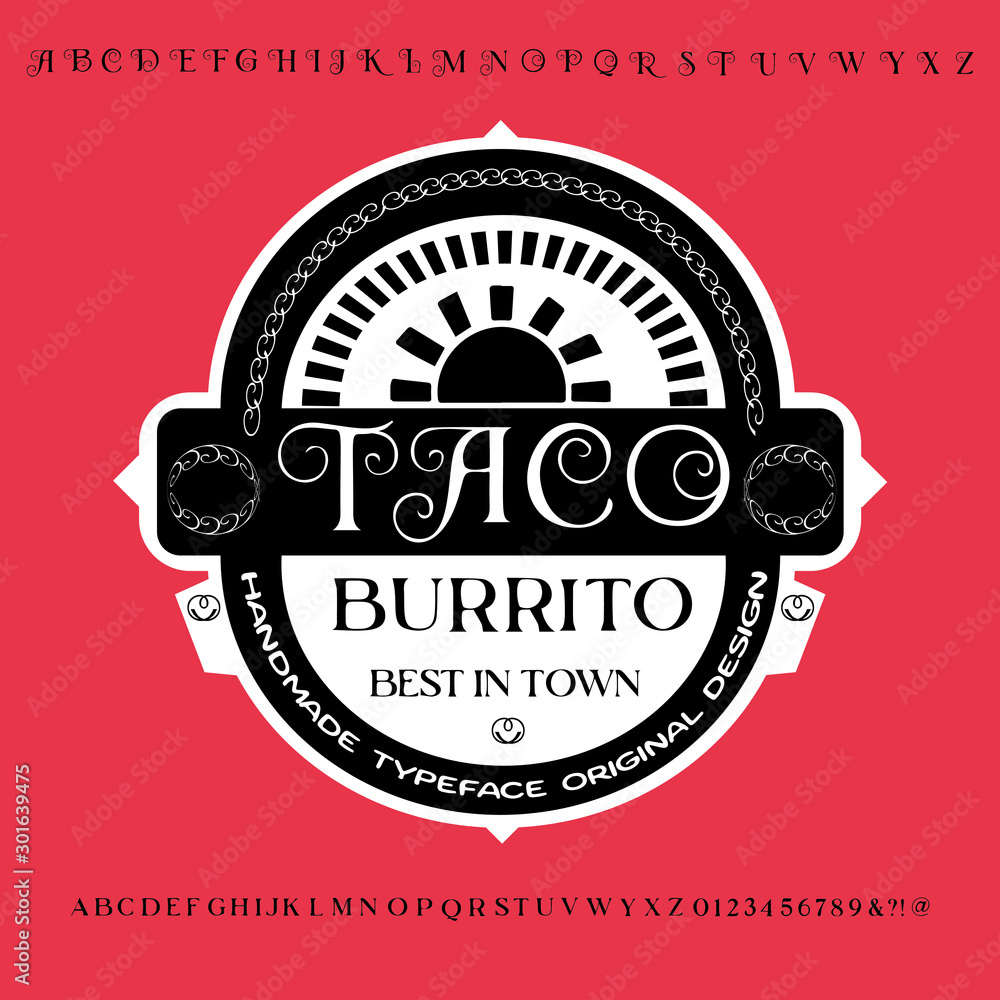 Hand drawn vintage retro font. Outdoor advertising of American ...