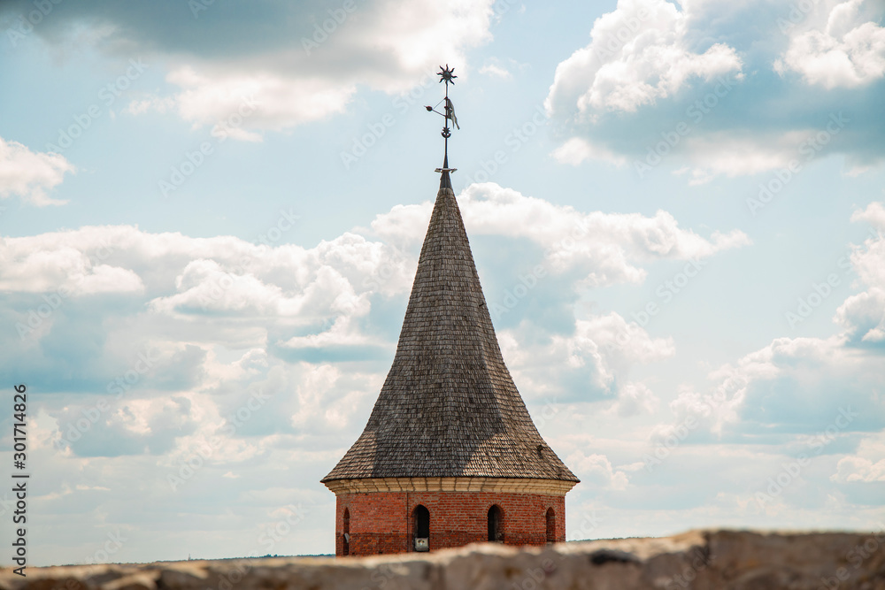 medieval castle tower old architecture fortification building on bright ...