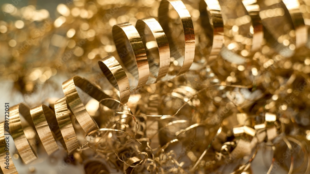 Bronze copper chip from lathe, metal cutting, metal recycling ...