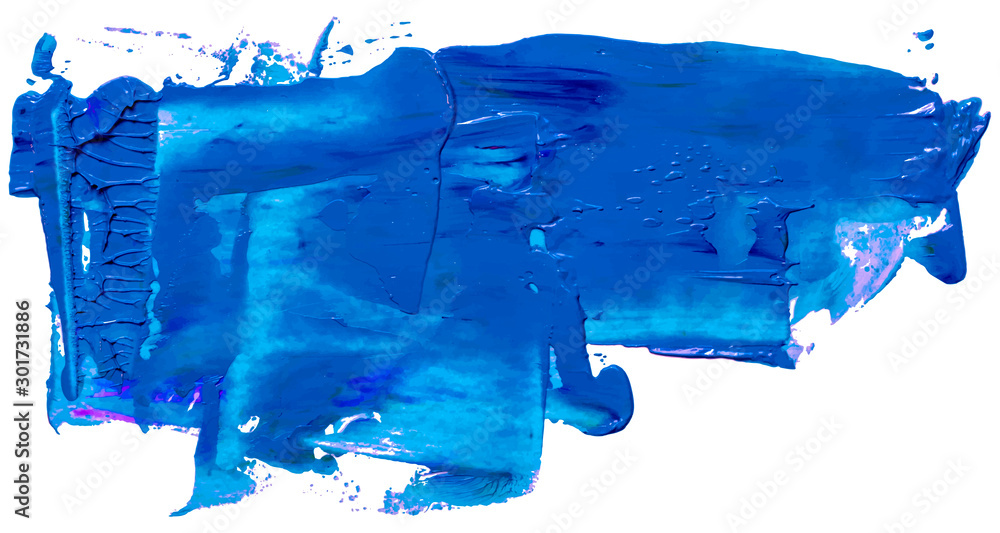 Hand drawn isolated paintbrush stripe with dirty blue color oil ...