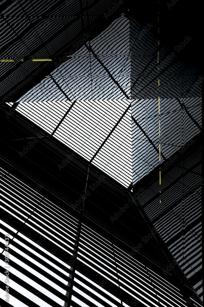 line patterns reflection on a modern building wall, textures reflection ...