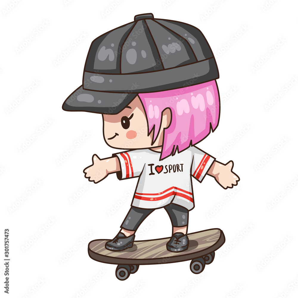 Vector illustration of cute chibi character isolated on white ...