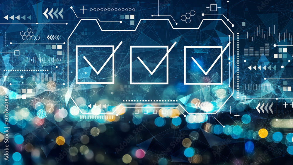 Checklist concept with blurred city lights at night Stock Photo | Adobe ...