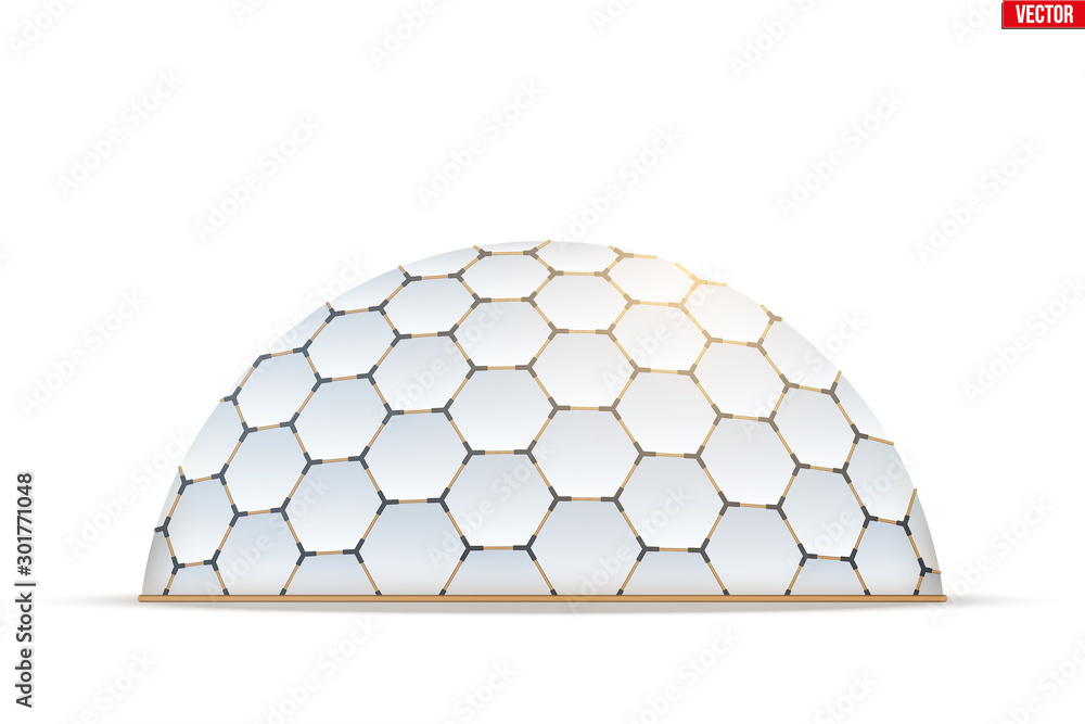 Geodesic dome of hexagon honeycombs form. Hemispherical thin-shell ...