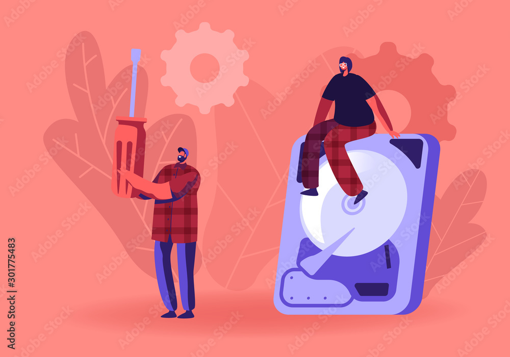 Computer Technician with Screwdriver Repairing Pc Hardware. Computer ...