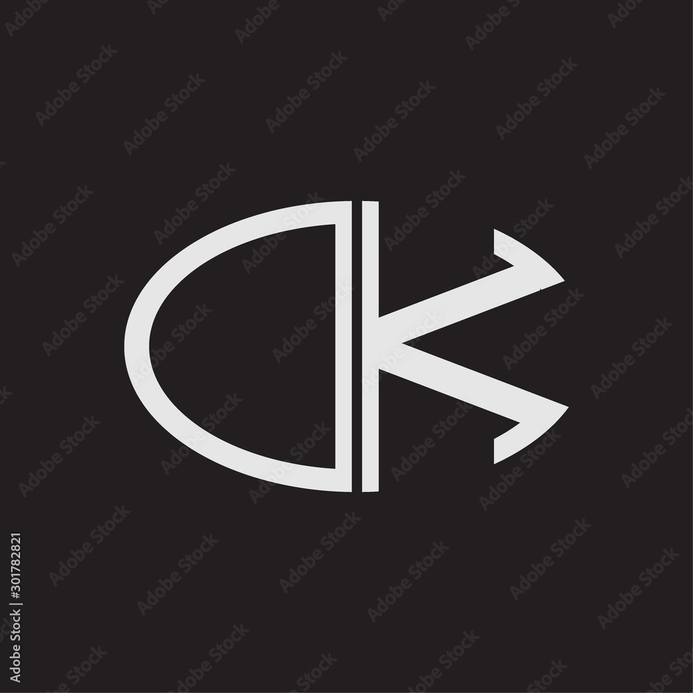 DK Logo letter oval monogram black and white colors Stock Vector ...