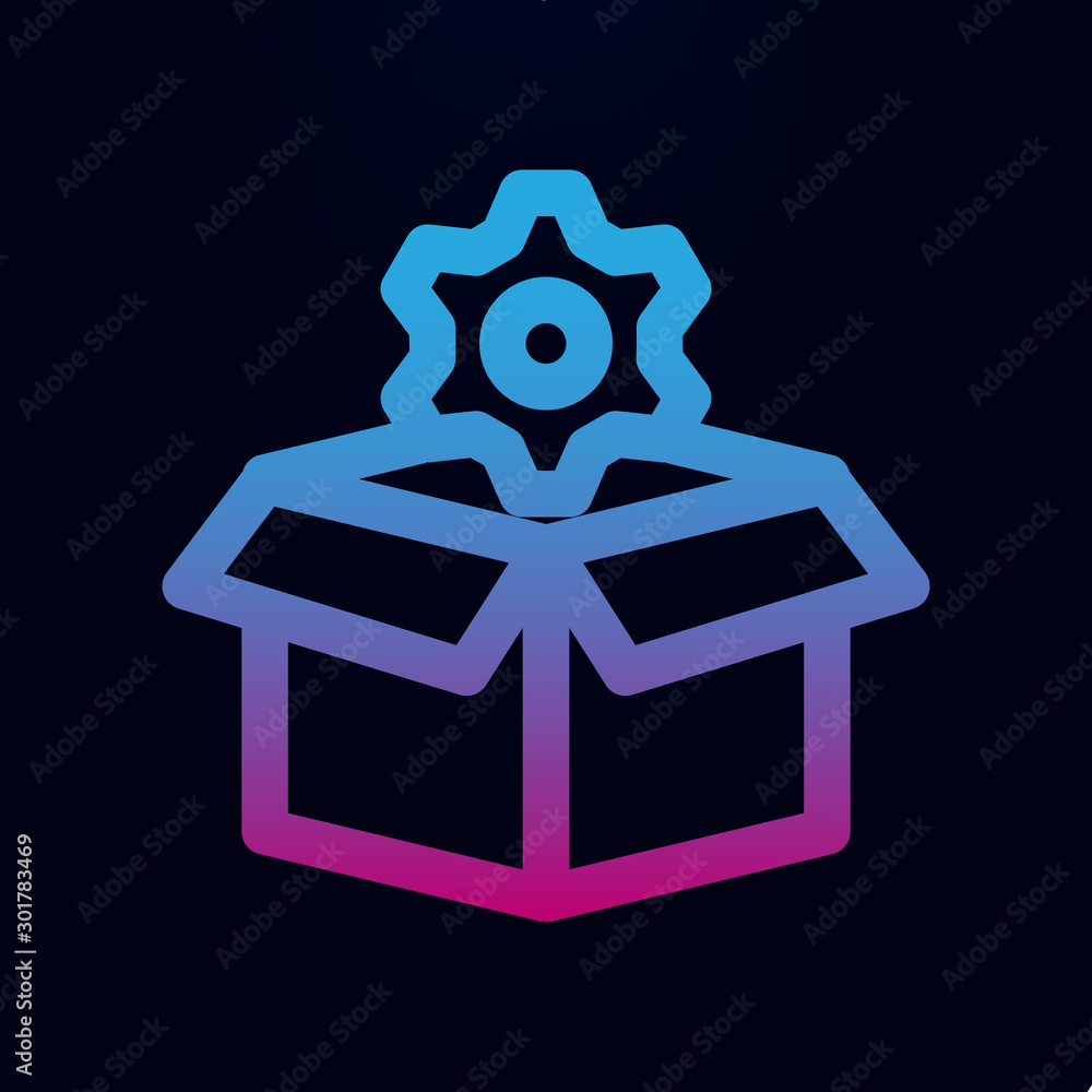 Box settings gear nolan icon. Simple thin line, outline vector of Mix ...