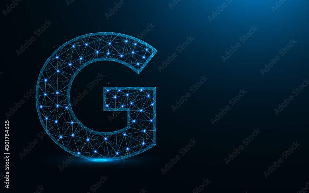 Letter G low poly design, alphabet abstract geometric image, font ...