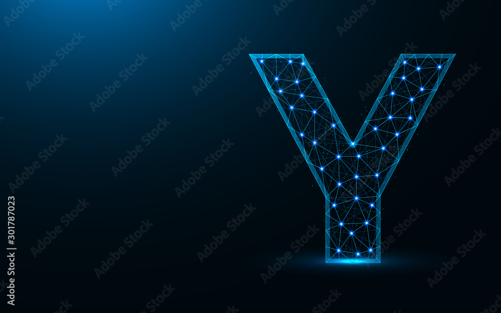 Letter Y low poly design, alphabet abstract geometric image, font ...