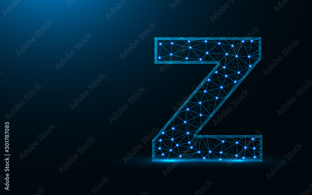 Letter Z low poly design, alphabet abstract geometric image, font ...
