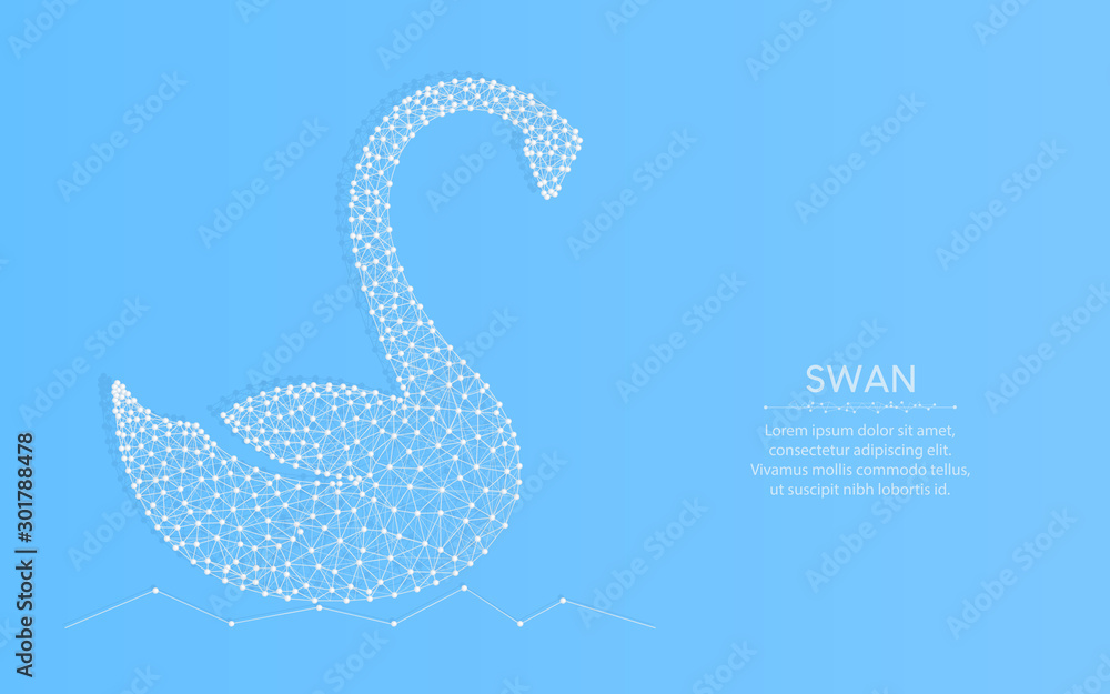 Swan low poly design, animal abstract geometric image, bird wireframe ...
