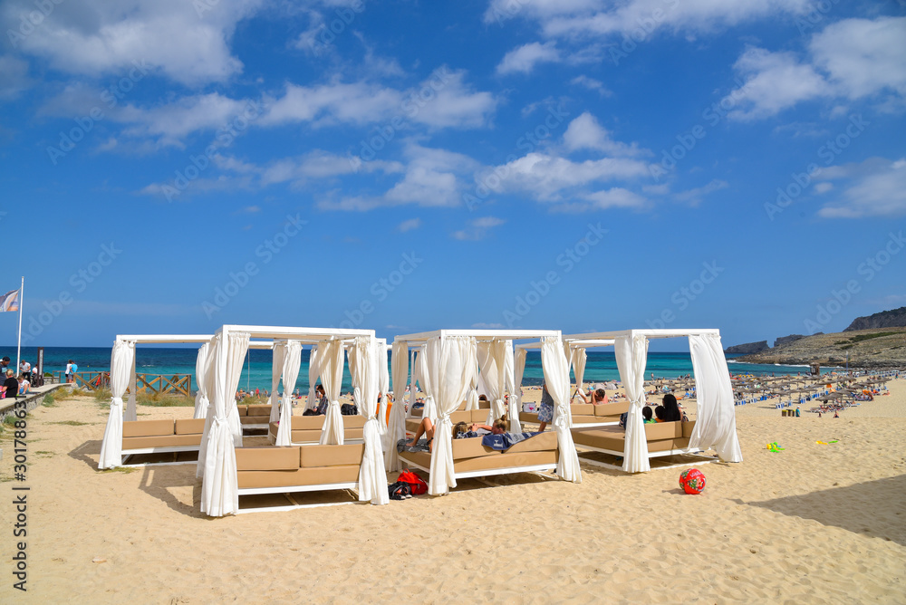 Liegen am Strand des Cala Mesquida / Insel Mallorca Stock Photo | Adobe ...