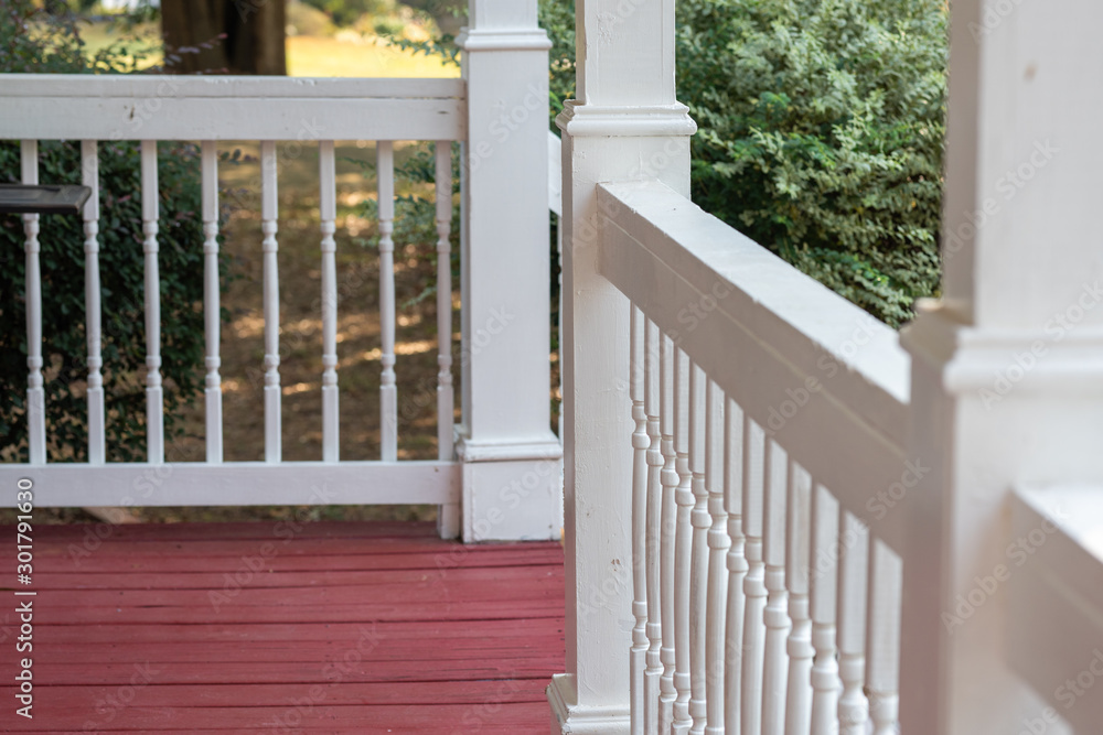 Wood White Porch Railing Stock Photo | Adobe Stock